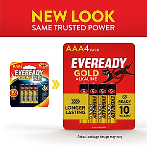 Eveready Gold Alkaline AAA Batteries, 8 Pack of Triple A Batteries