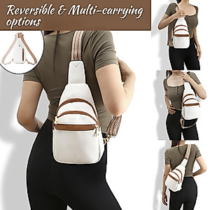 WOOMADA Sling Bag Crossbody Vegan Leather Fanny Packs for Women Fashionable Chest Bag for Travel(brown)