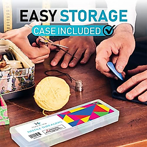 Hula Home Needle Threaders (50 Pieces), Fits All Needle Sizes, Simple Wire Loop Tool DIY Threader for Hand or Machine Sewing & Crafting with Case, 5 Colors