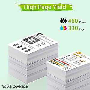 greencycle Re-Manufactured 63XL 63BXL 63CXL Ink Cartridge Compatible for HP Envy 4520 4510 OfficeJet 4650 3830 5255 5258 DeskJet 1110 2130 3636, with New Version chip (Black 2 Pack, Tir-Color 1 Pack)