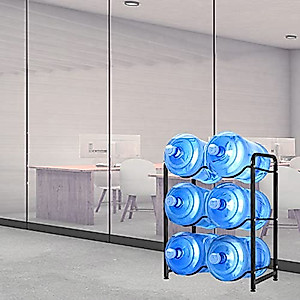 jolybebe 5 Gallon Water Jug Stand, 5 Gallon Water Jug Holder 3 Tier for 6 Bottles of 5-Gallon Water, Detachable Water Jug Organizer Floor Protection for Home Office Black