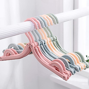 10 pcs Travel Hangers - Multifunctional Folding Clothes Hanger Portable Folding Travel Hangers Foldable Plastic Hanger and Drying Hanger for Travel