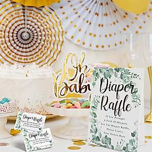 Diaper Raffle Tickets for Baby Shower Sign，Baby Shower Invitations with Diaper Raffle Cards - Baby gender neutral tickets(One 8×11 Sign with 50 Raffle Tickets) - BIG007