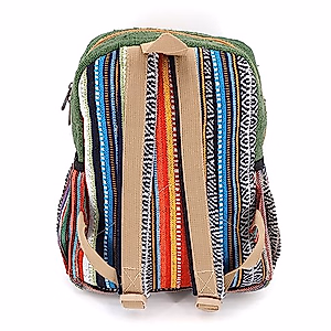 Unique design Tree of Life print Himalaya Hemp Hippie Backpack Festival Backpack FAIR TRADE Handmade with Love. (GREEN)