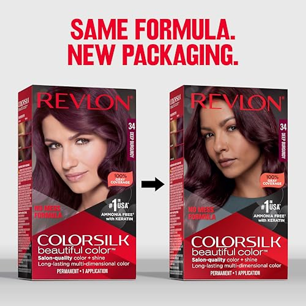 Revlon Permanent Hair Color, Permanent Red Hair Dye, Colorsilk with 100% Gray Coverage, Ammonia-Free, Keratin and Amino Acids, Red Shades (Pack of 3)