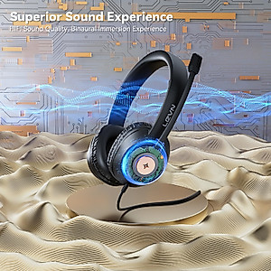 LEVN Headset with Mic, USB Headset with Microphone, Computer Headset with Noise Cancelling Microphone for Laptop PC, Mute in-line Controls, Wired Headset for Work from Home/Open Office/Call Cente