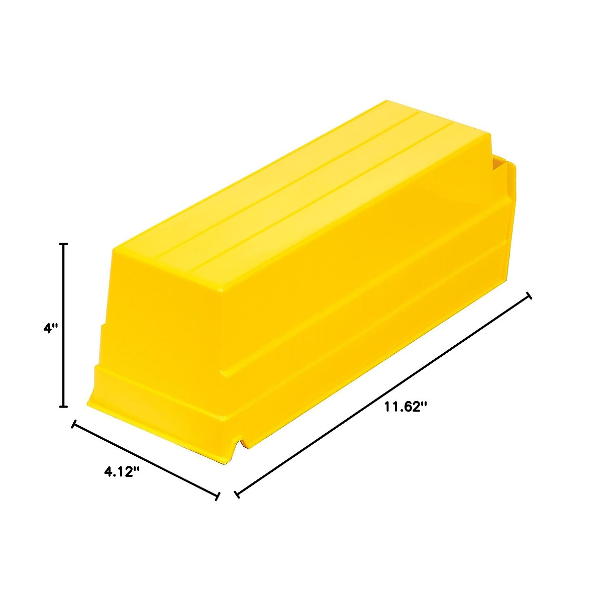 Nestable Shelf Bin, Plastic, 4-1/8"W x 11-5/8"D x 4"H, Yellow, Lot of 24