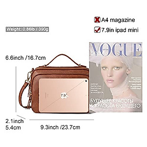 Small Crossbody Bags for Women Leather Shoulder Purses Vegan women Cross body Bag Multi Pocket Purse Brown