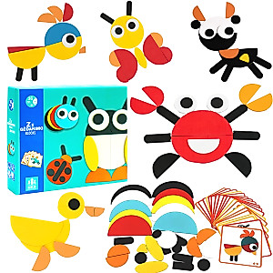 KUTOI Creative Animal puzzles for kids ages 3-5 | wooden shape puzzles for kindergarten classroom play - Educational Tangrams Game Brain Teaser Toy - Ideal STEM brain puzzles for kids.