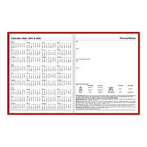 Letts of London Standard Daily Planner, 12 Months, January to December, 2024, Day-Per-Page, Quarto Size, 10.25" x 8.25", Burgundy (C10YBY-24)