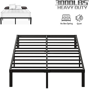 Sealvvos 14 inch King Bed Frame Metal Platform Mattress Foundation with Steel Slat Support, No Box Spring Needed, Easy Assembly, Black