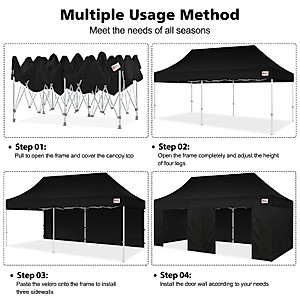 MASTERCANOPY 10x20 Premium Heavy Duty Pop Up Commercial Instant Canopy with Sidewalls(10x20 Black)