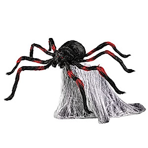 Spirit Halloween LED Red and Black Jumping Spider Animatronic | Halloween Décor | Horror Décor | 21 Inches | Moving Prop