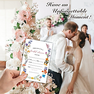 25 Bridal Shower Invitation Cards With Envelopes - Wild Flowers - Floral Circles Double-Sided Fill In Style Invites For Newlyweds, Wedding & Bridal Shower Celebration, Party Favor & Decorations - B13