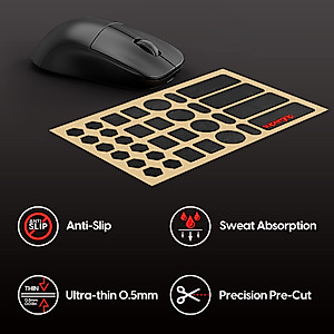 Pulsar Gaming Gears SUPERGRIP Pre-Cut 1 Universal Griptape Pre-Laminated Sweat Absorbing High Performance Universal Anti Slip Mouse Grip Tape Ultra-Thin 0.5mm (0.02in)