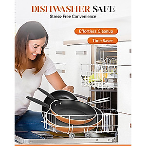 GOTHAM STEEL Copper Cast Frying Pan Set, 3 Piece Nonstick Copper Fry Pans, 8”, 10” & 12” Nonstick Frying Pans, Nonstick Skillet Set, Omelet Pan, Cookware, PFOA Free, Dishwasher Safe Cool Touch Handle