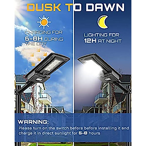 Favorwe 300W Solar Street Light, 20000 Lumens LED Street Lights Solar Powered Outdoor, Solar Parking Lot Lights with Motion Sensor and Remote Control, Waterproof Heavy Duty Die-Casting Aluminum