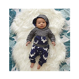 oklady Fall Toddler Baby Boy Clothes Deer Long Sleeve Hoodie Tops Sweatsuit Pants Winter Outfit Set(18-24 Months)