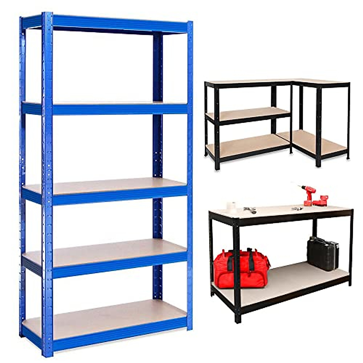 AUTOFU Metal Shelves 5 Tier Storage Shelving Unit Boltless Adjustable Shelf 70" x 35" x 16" Garage Shed Workshop Home Kitchen Office Storage Display Shelves 1929lb Load Capacity