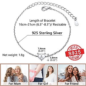 PROSILVER Initial a Heart Silver Charm Bracelet For Women Fashion Braclets Bangle Bracelt Braslet