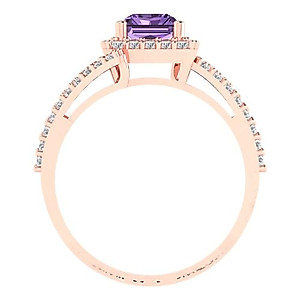 Clara Pucci 2.10ct Emerald Cut Solitaire Halo Criss Cross Created Alexandrite Anniversary Bridal Engagement Ring 14k Rose Gold 10.25