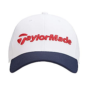 TaylorMade unisex adult Performance Playing Hat Cap, White/Red/Navy, NS US