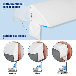 banflower Bed Wedge Pillow for Headboard Bed Gap Filler (0-6'') Between Mattress and Headboard or Wall (White Twin 39''x10''x6''),Twin/Twin XL