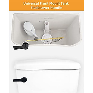 Hibbent 2 Pack Universal Front Mount Toilet Handle Tank Flush Lever Replacement Handle with 2 Pieces Stainless Steel Flapper Chains for Most Front Mount Toilets - Matte Black Finish Toilet Handle