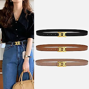 Yuangu Womens Belts for Jeans, Womens Leather Belt with Gold Buckle, Designer Belts for Pants Jeans Dresses (Brown, 100cm(Fits 24"-31"))