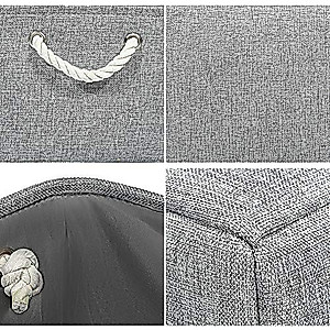 CREADARD Fabric Storage Basket, Foldable Linen Storage Box for Nursery and Home, Collapsible Canvas Shelf Basket for Wardrobe or Bedroom, Grey