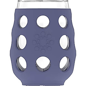 Lifefactory Wine Glass with Protective Silicone Sleeve, 4 Count (Pack of 1), Carbon, Dusty Purple, Aqua Teal, Stone Gray