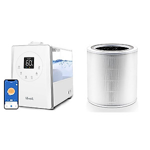 LEVOIT LV600S Smart Warm and Cool Mist Humidifiers for Home Bedroom Large Room & Core 400S Air Purifier 3-in-1 Replacement Filter, Core400S-RF, 1Pack, White