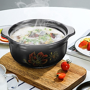 Luxshiny Ceramic Casserole Clay Earthenware Pot Chinese Stew Pot Soup Pot Cooking Pot Stockpot with Lid Kitchen Cookware 2.6L