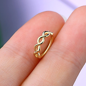 Melighting Gold Helix Earrings Twist Nose Rings Hoop 14K Solid Daith Piercing 16G Septum Rings Tragus Cartilage Earrings Clicker Piercing Jewelry