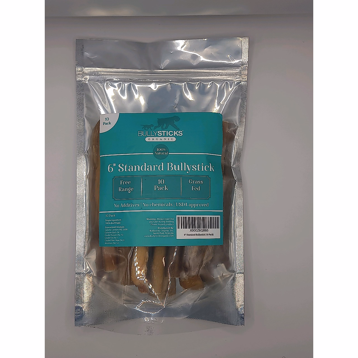 Bullysticks Organic Standard 6" Bully Sticks for Dogs - All Natural Dog Treat, These Chews are Free Range Bully Sticks, USDA Approved (10 Pack)