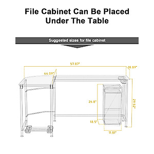 Teraves Modern L-Shaped Desk 58'' Corner Computer Desk Home Office Study Workstation Wood & Steel PC Laptop Gaming Table