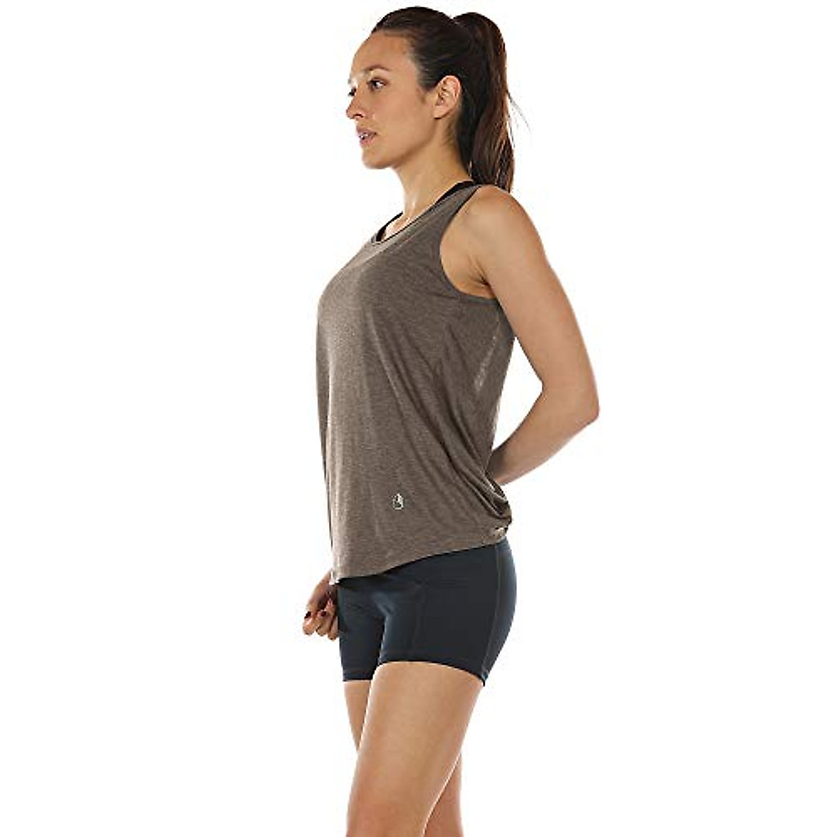 icyzone Workout Tank Tops for Women - Open Back Strappy Athletic Tanks, Yoga Tops, Gym Shirts(Pack of 2) (S, Mushroom/Lavender)