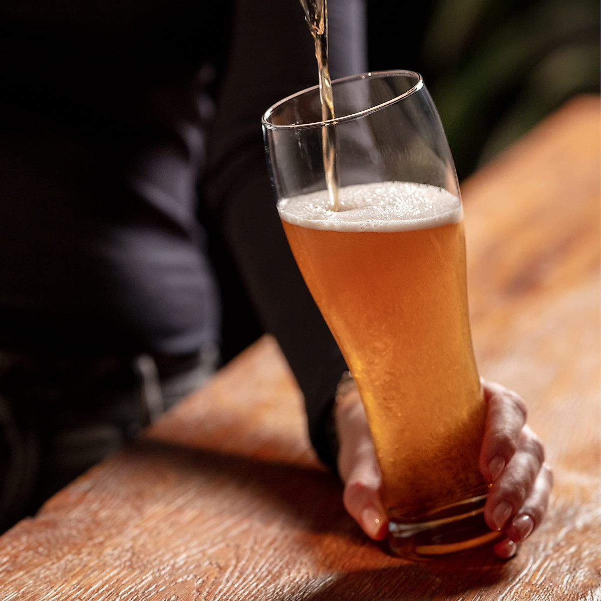 Krosno Tall Beer Pint Glasses | Set of 6 | 16.9 oz | Chill Collection | Perfect for Home, Restaurants and Parties | Dishwasher Safe