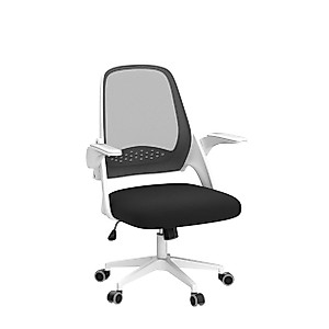 Devoko Office Chair Mesh Desk Chair Ergonomic Office Chair with Lumbar Support Swivel Computer Task Chair with Flip-up Arms Adjustable Height (Black)
