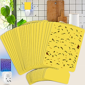 Flying Insect Trap Refill Kit, Indoor Plug-in Fly Trap Refill Yellow Sticky Glue Cards, Strong Adhesion Non-Toxic Easy to Use Sticky Trap Refill Kit for Flies, Gnats, Moths and Other Insects - 24 PCS