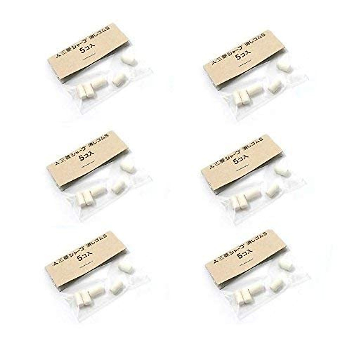 Uni Mechanical Pencil Eraser Refill S (SKS), 6Piece