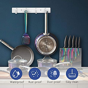 Anjuer Wall Mount Coat Hook, 4 Hooks Aluminum Alloy Coat Hangers Rack Robe Hat Clothes Hook Wall Coat Rack Hooks Silver