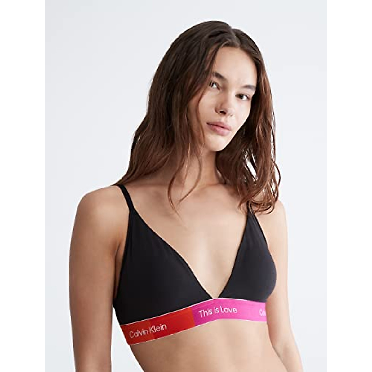 Calvin Klein Women's This is Love Lightly Lined Triangle Bra, Black, Small