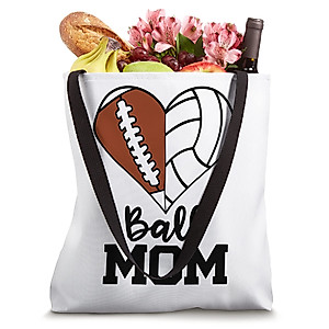 Ball Mom Funny Football Volleyball Player Mom Tote Bag