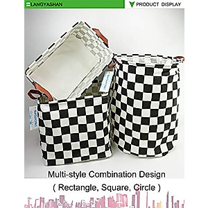 LANGYASHAN Laundry Basket Canvas Fabric Collapsible Organizer Basket for Storage Bin Toy Bins Gift Baskets Bedroom Clothes Children Nursery Hamper (Racing Flag)