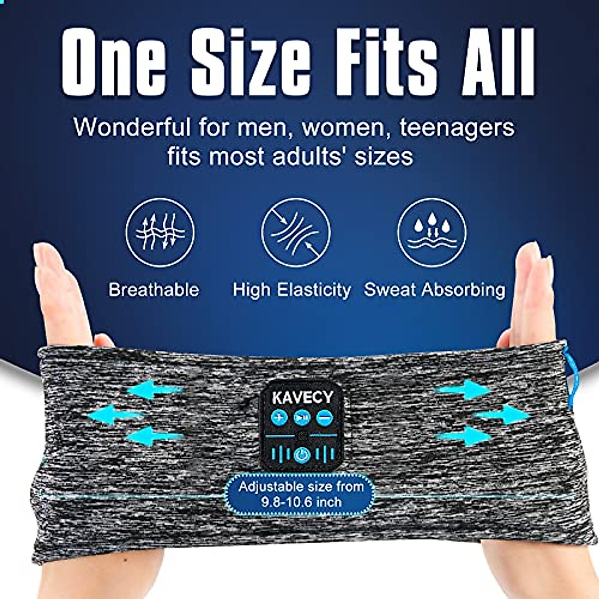 Soft Headband Wireless Headphones for Sleep, Wireless Sleep Earbuds, Comfortable Headphones for Sleeping with Thin HD Stereo Speakers, Sleeping Headsets for Workout, Insomnia, Travel, Yoga (Grey)