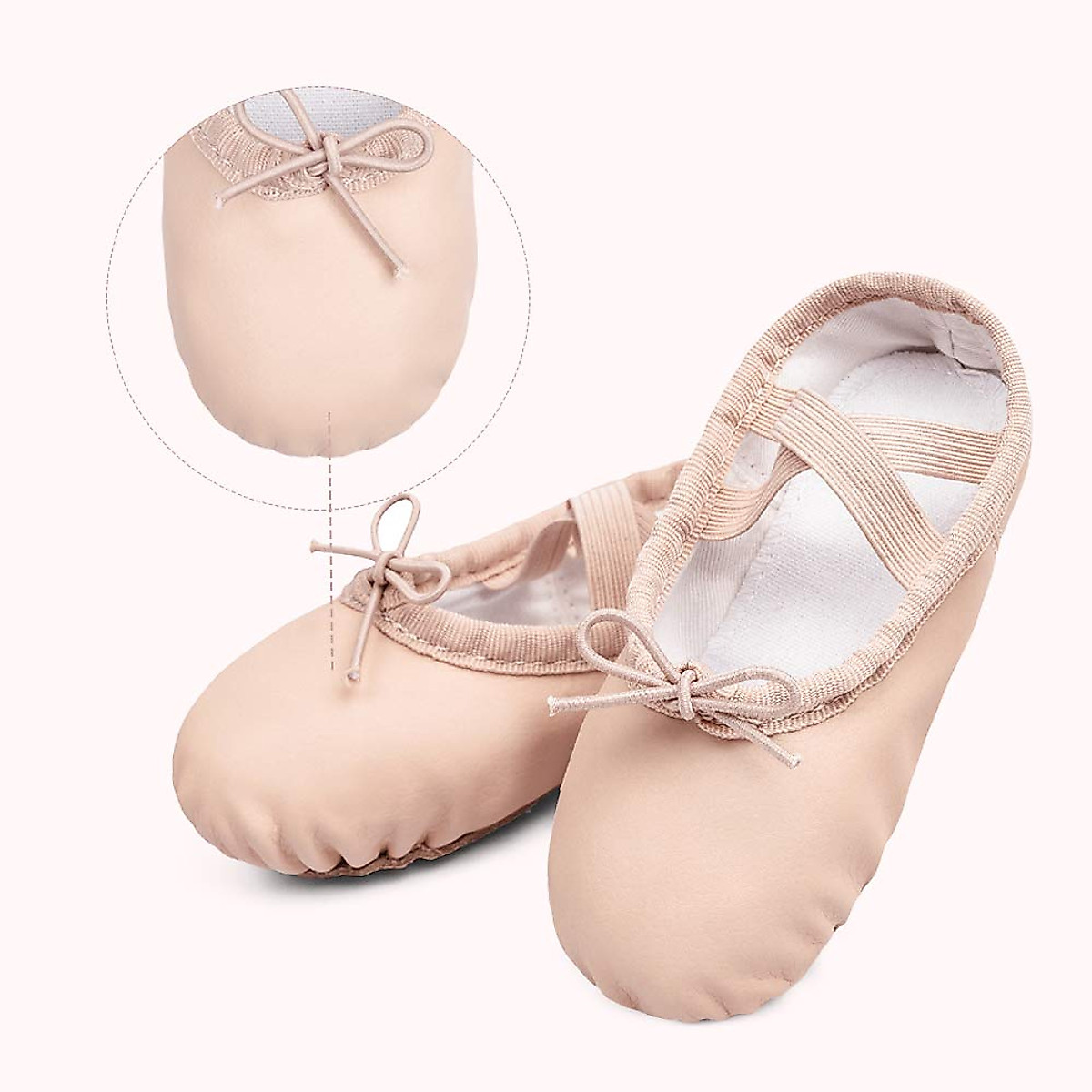 Stelle Ballet Shoes for Girls Toddler Ballet Slippers Soft Leather Boys Dance Shoes for Toddler/Little Kid/Big Kid(Ballet Pink (with Lace), 10MT)
