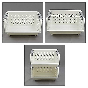 Dehouse 3-Pack Plastic Stacking Storage Organizer Basket, Stackable Basket, White