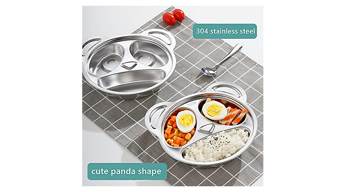 Stainless Steel Panda Divided Plates Set | Lyellfe