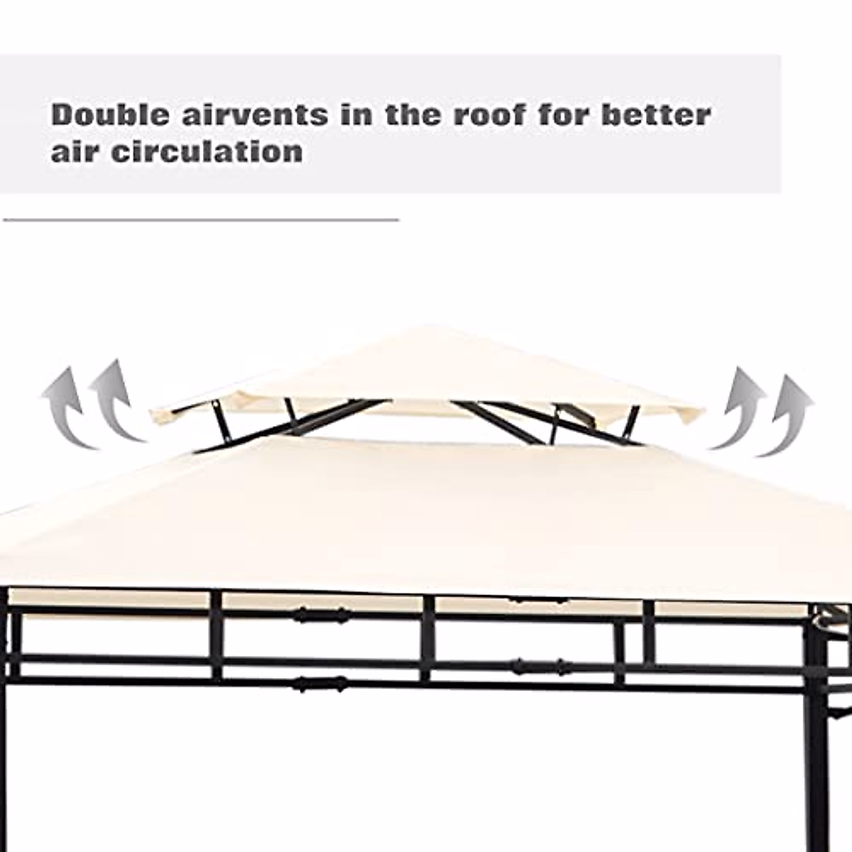 Merax Gazebo - 12Ft x 4.3Ft, Iron Double Tiered Outdoor Canopy with Bar Counters, for Patio Garden Backyard BBQ Grill, Beige